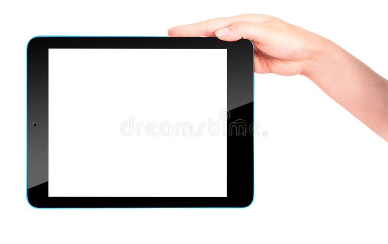 Touch Screen Tablet Computer with Hand Stock Photo - Image of mobile ...