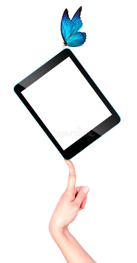 Touch Screen Tablet Computer with Hand Stock Image - Image of personal ...