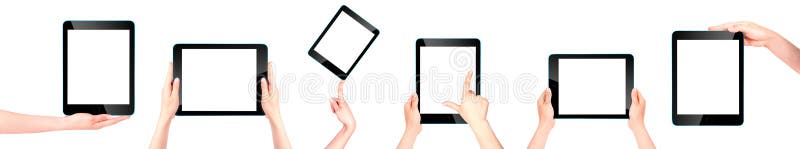 Touch Screen Tablet Computer with Hand Stock Image - Image of device ...