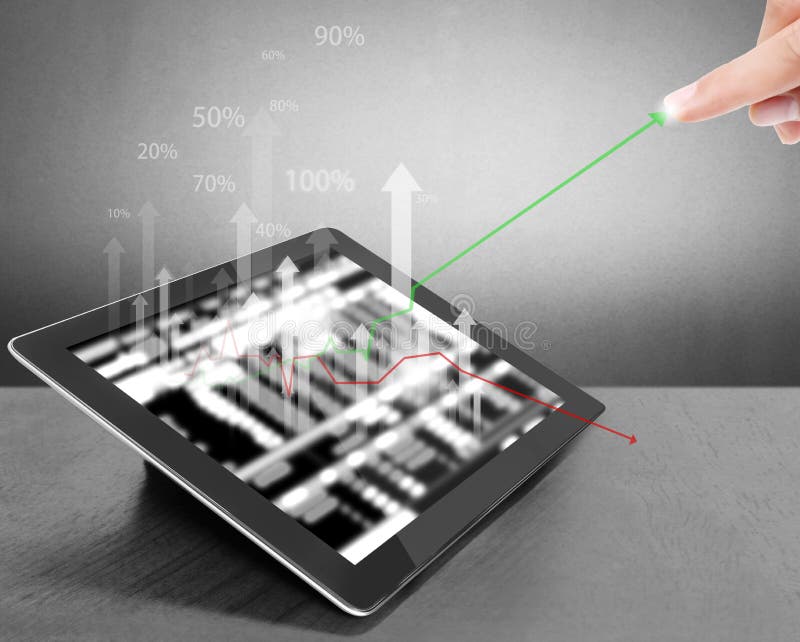 Touch Screen Tablet with Graph Stock Illustration - Illustration of ...
