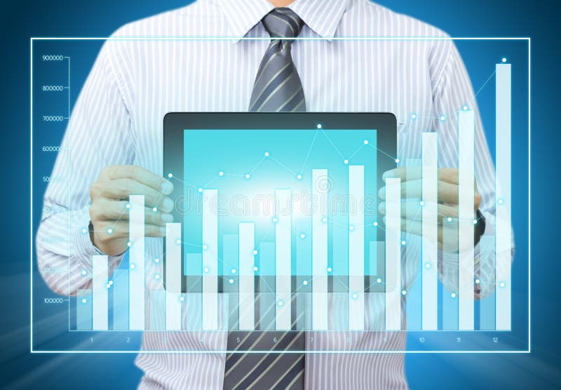 Touch Screen Tablet With Growth Chart Stock Photo - Image of financial ...
