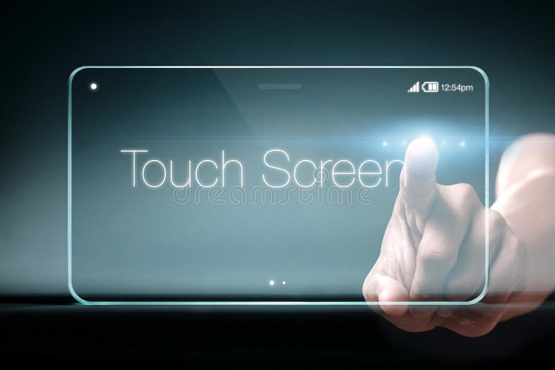 Touch Screen Wording on Transparent Smartphone Stock Image - Image of ...