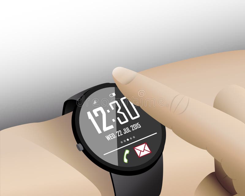 Touch Smart Watch in Writs stock illustration. Illustration of watch ...