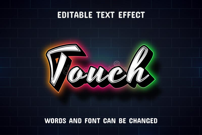 Touch Text - Neon Style Text Effect Stock Vector - Illustration of ...
