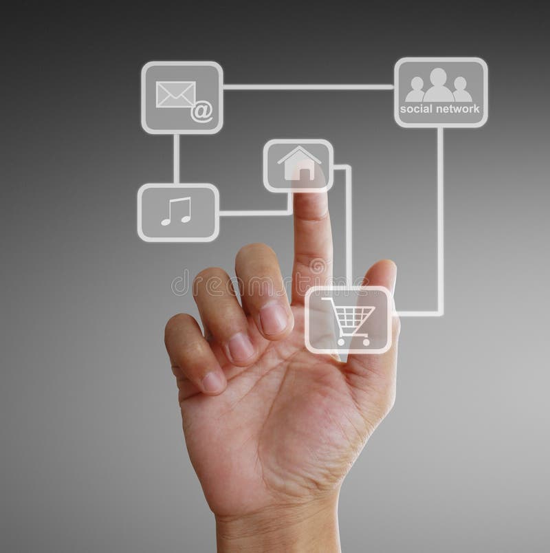 Touch Virtual Icon of Social Network Stock Image - Image of concept ...