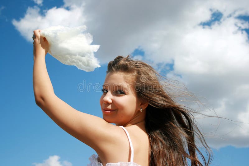 Touching the clouds stock image. Image of peaceful, girl - 10654737