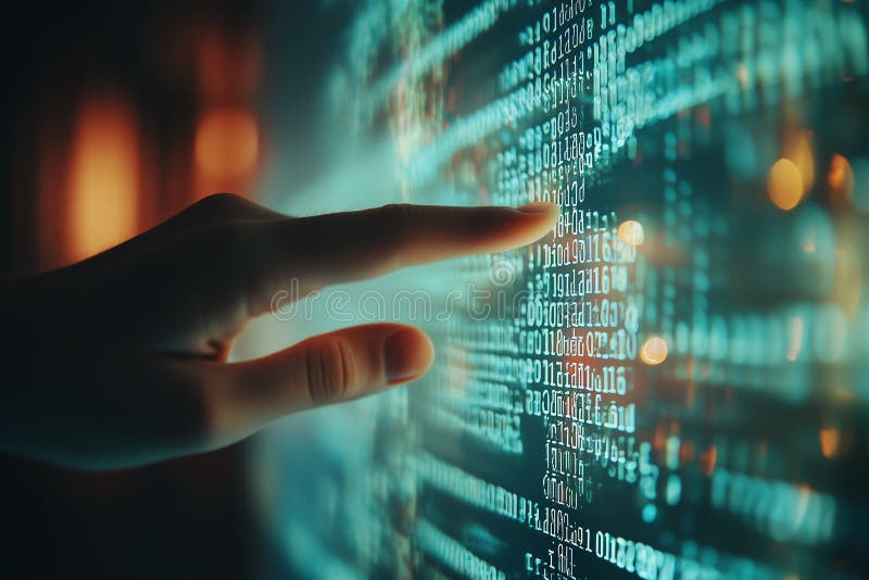 Touching Digital Data Stream Stock Illustration - Illustration of binary, science: 366039003