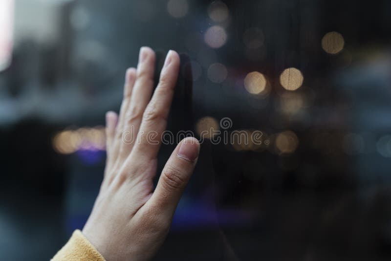 Touching the Emptiness Mirror and Feel Stock Image - Image of cloth ...
