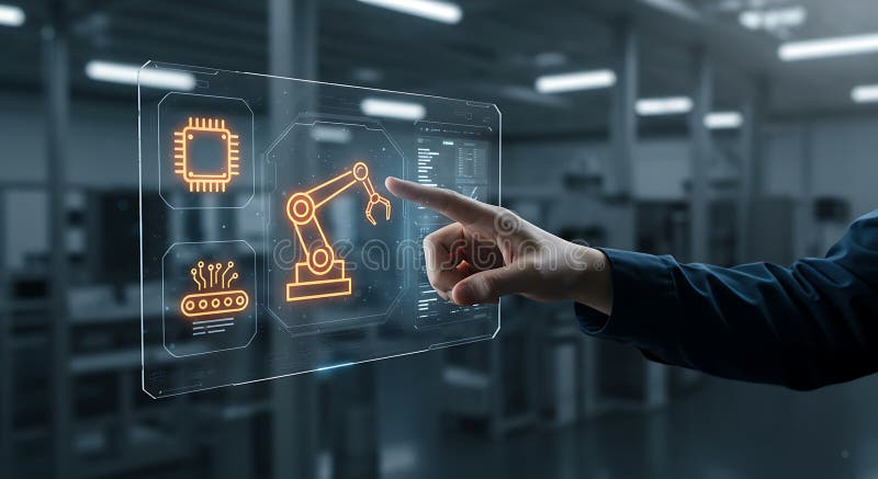 Touching Factory Automation Screen with Robotic Arm Control System ...