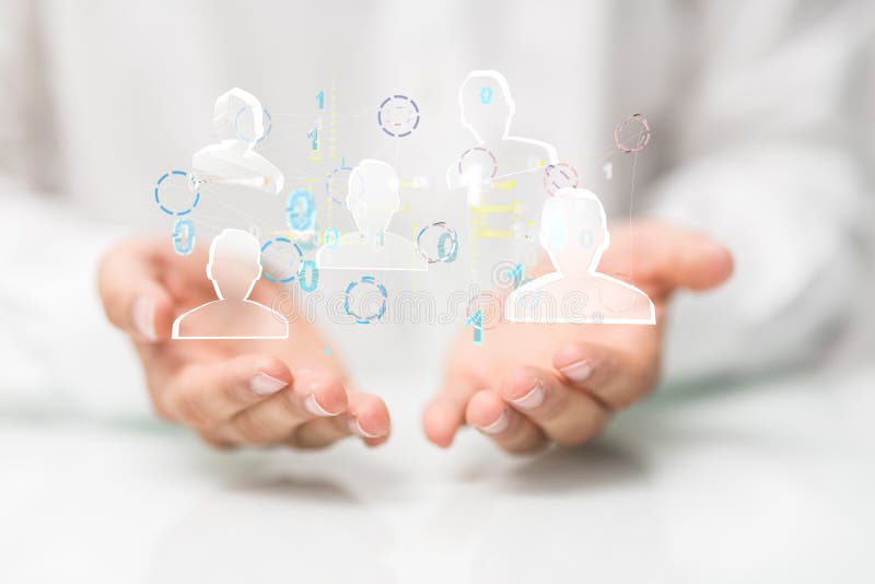 A Touching Global Network and Data Customer Connection Stock Image ...