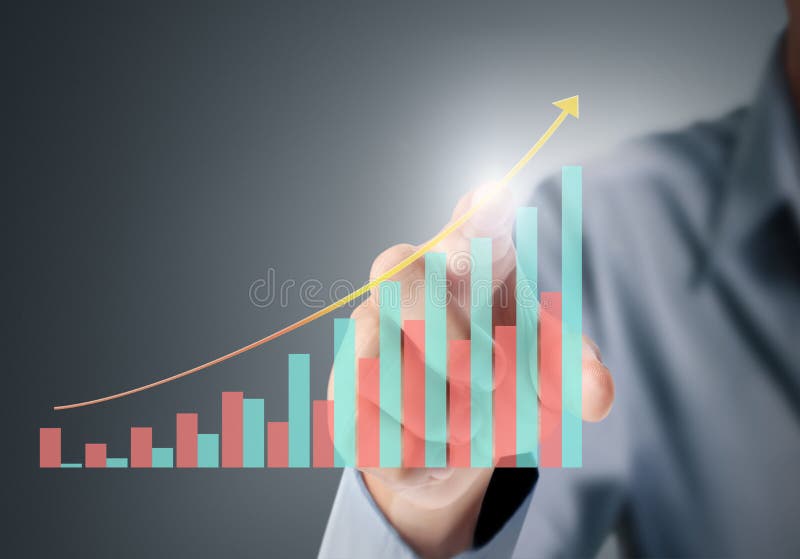 Touching graph of work stock illustration. Illustration of hand - 56005498
