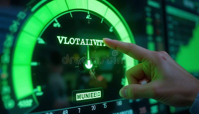 Touching Green Volatility Display Screen Showing Data and Chart ...