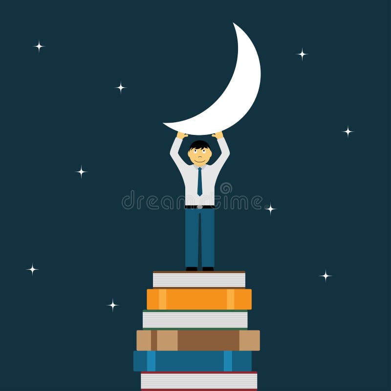 Touching the moon stock vector. Illustration of hold - 49129487