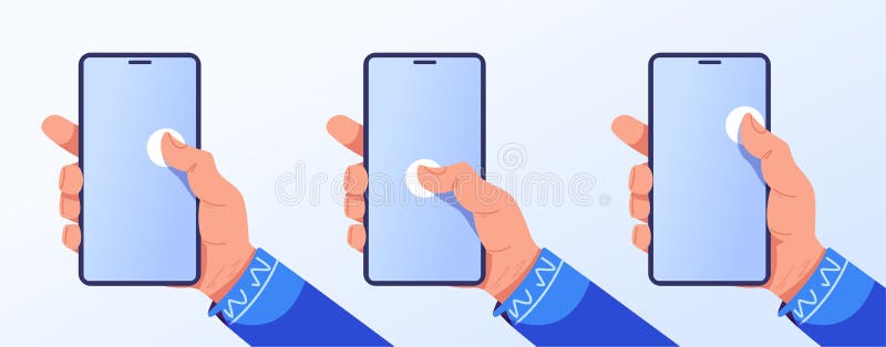 Touching Phone. Phone in Hand, Finger Clicks on the Touchscreen ...