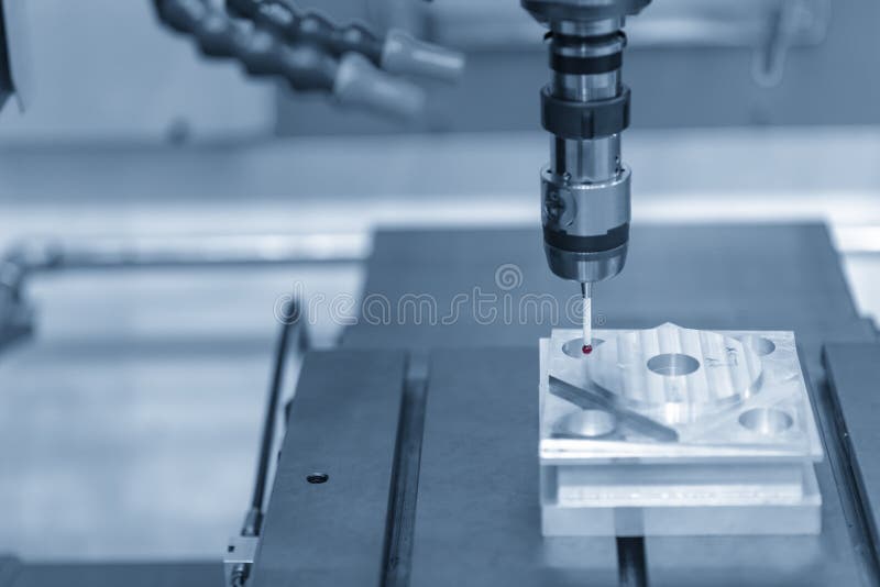 The Touching Probe Attach On Cnc Machine Setting The Work Pieces Stock Image Image Of