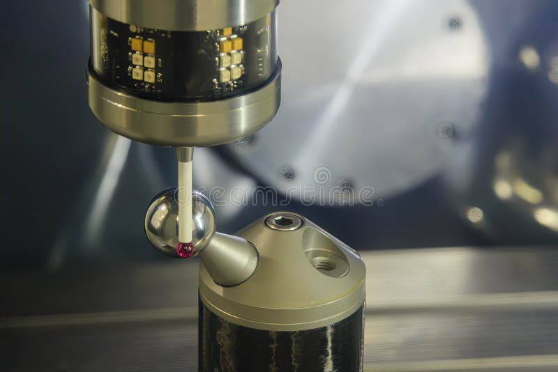 The Touching Probe Calibration Process with 3D Sphere Ball Stock Photo ...