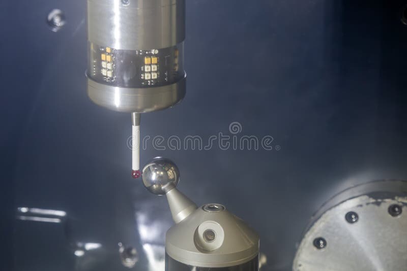 The Touching Probe Calibration Process with 3D Sphere Ball Stock Photo ...