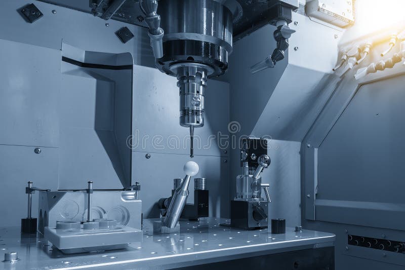 The Touching Probe Calibration Process with Sphere Ball Stock Photo ...