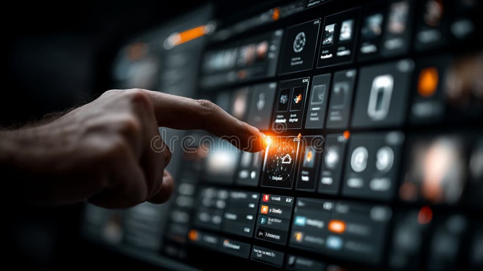 Touching Screen Interface with App Icons for Interactive Control Stock ...