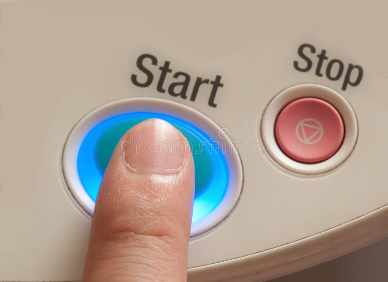 Touching start button stock photo. Image of sign, contact - 30628238
