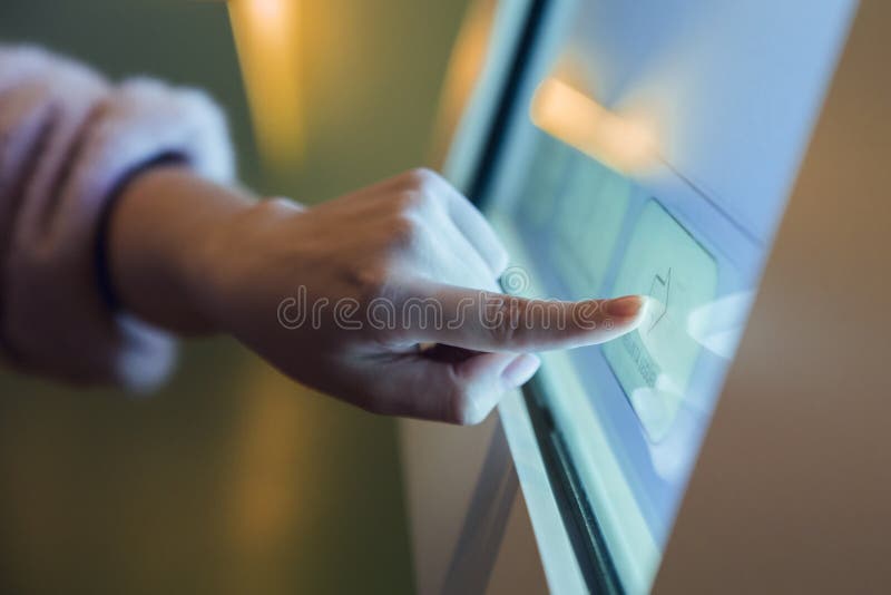 Touching touch screen stock photo. Image of digital - 135874896