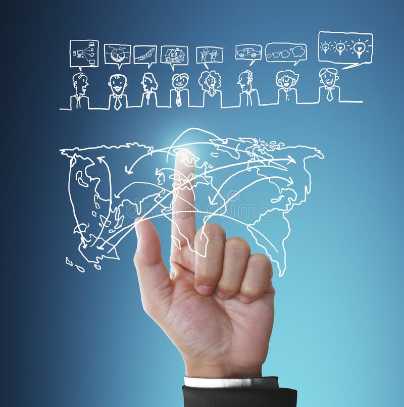 Touching Virtual Icon Social Network Stock Illustration - Illustration ...