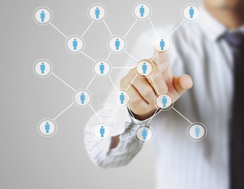 Touching Virtual Icon Social Network Stock Illustration - Illustration ...