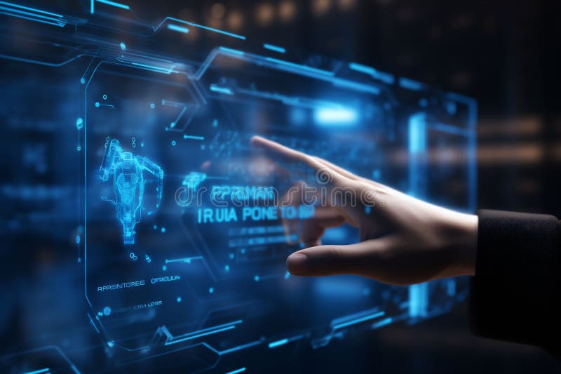 Touching the Virtual Interface, Human Finger Tracing Glowing Digital ...