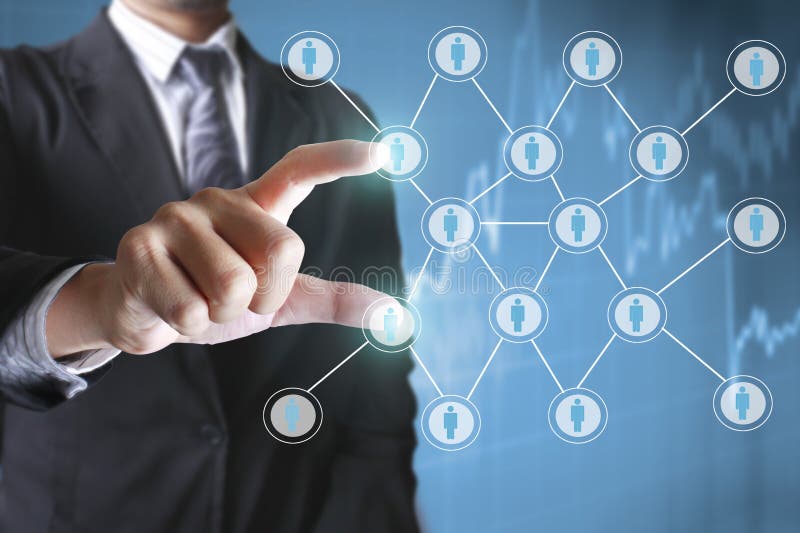 Touching Virtual Social Network Stock Illustration - Illustration of ...