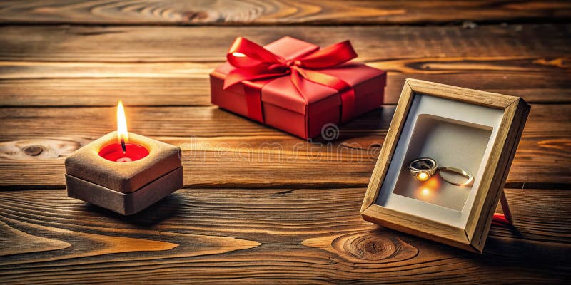 A Touching Wedding Proposal Romantic Setting with Ring Photo Frame ...