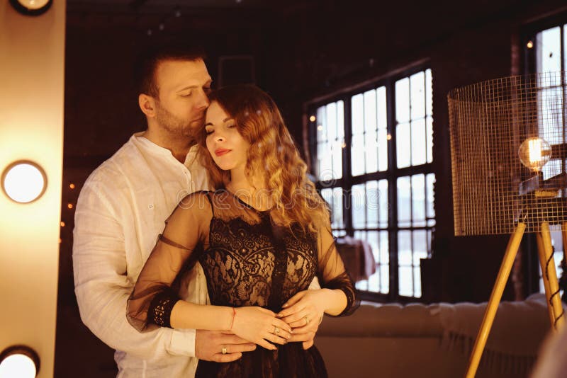 Portrait of a Couple in the Mirror Stock Photo - Image of lamp, house ...