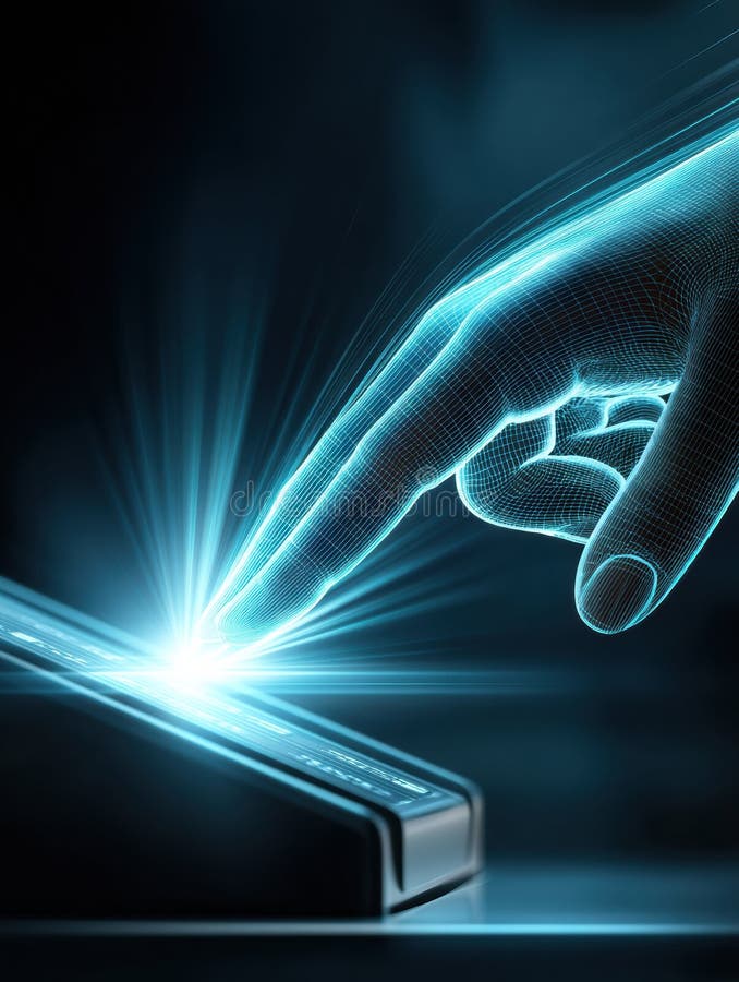 Touchless Payment System Glowing in Hand Scan Demonstration at a Modern ...