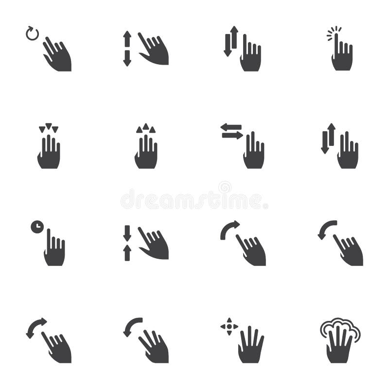 Touchpad Gestures Vector Icons Set Stock Vector - Illustration of logo ...