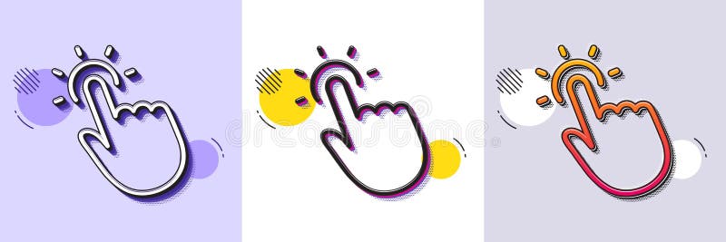 Touchpoint Line Icon. Click Here Sign. Halftone Dotted Pattern. Vector ...