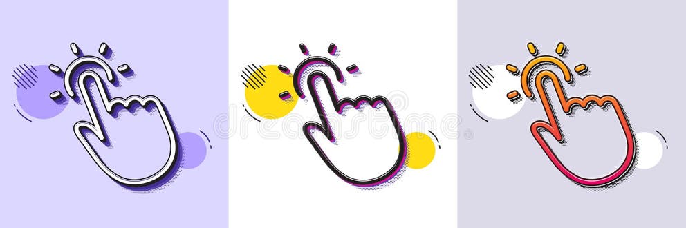 Touchpoint Line Icon. Click Here Sign. Halftone Dotted Pattern. Vector ...