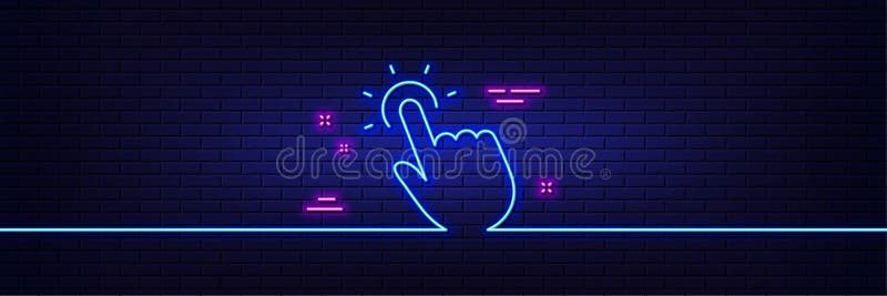Touchpoint Line Icon. Click Here Sign. Neon Light Glow Effect. Vector ...