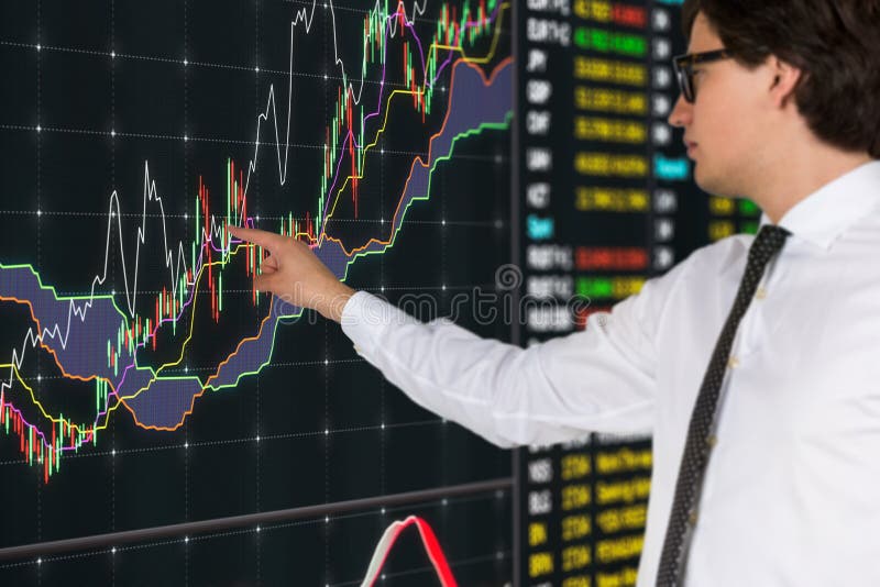 Touchscreen with chart stock photo. Image of market, human - 48128294