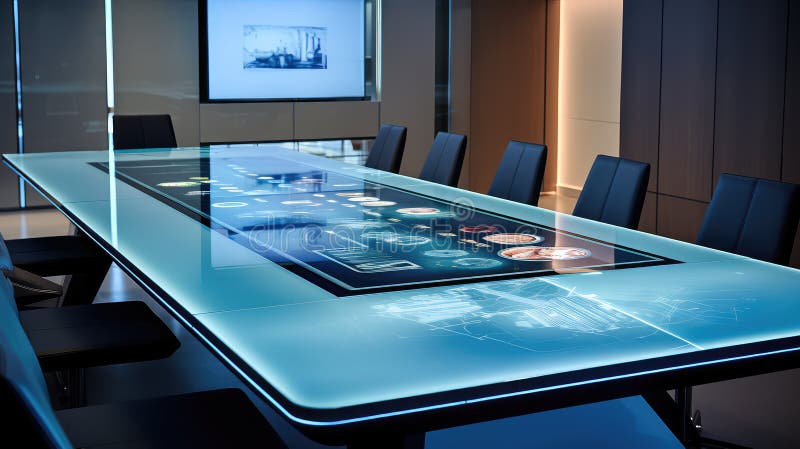 Touchscreen Conference Table Top Stock Illustration - Illustration of ...