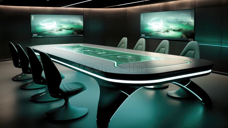 Touchscreen Conference Table Stock Illustration - Illustration of ...