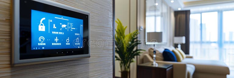 A Touchscreen Control Panel with Home Automation Features Mounted on a ...