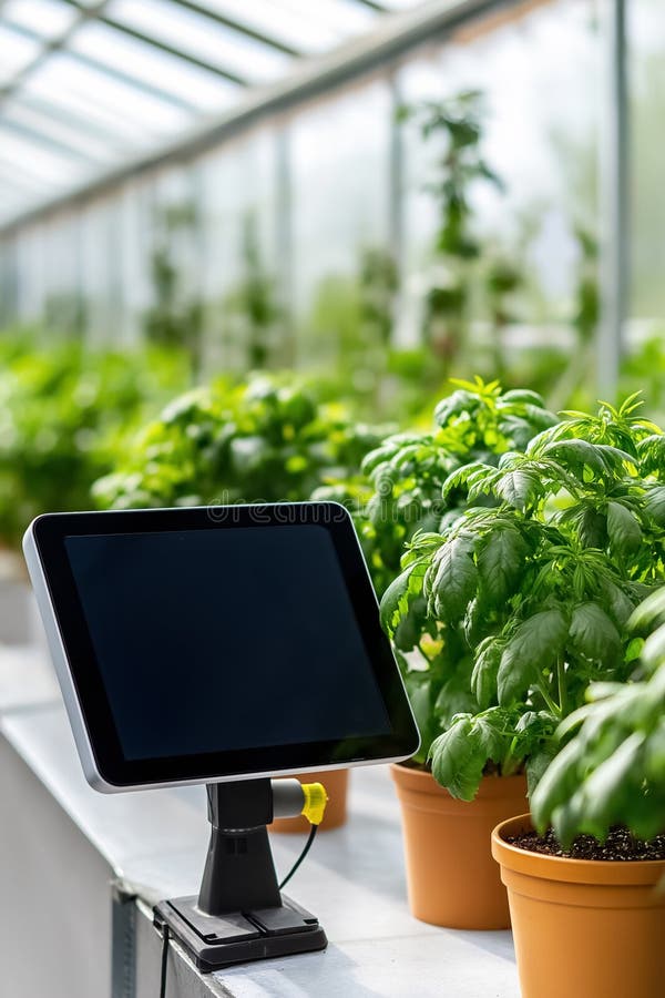 Touchscreen Control Panel in a Smart Greenhouse Shows Precise ...