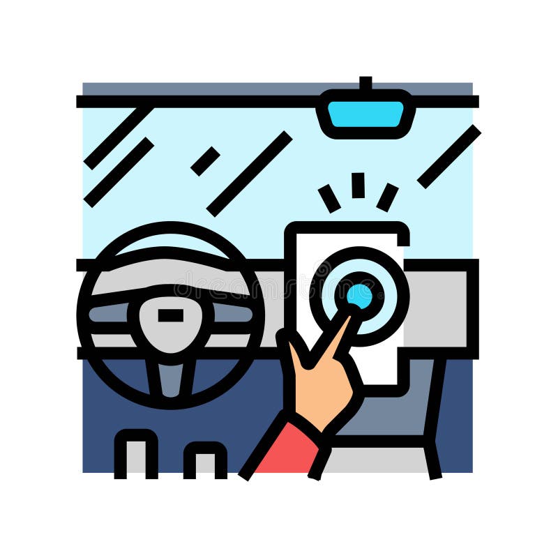 Touchscreen Dashboard Auto Tainment Color Icon Vector Illustration ...