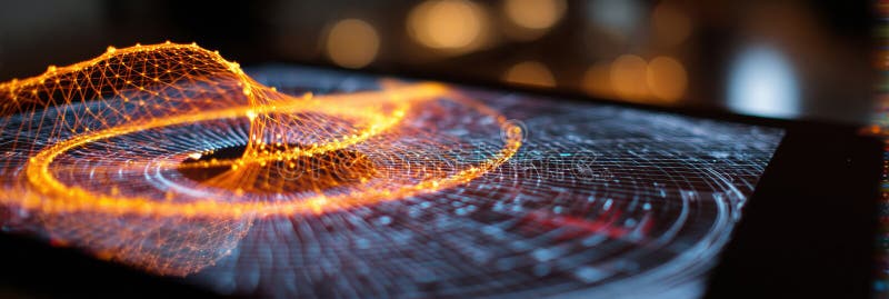 Touchscreen Desk Displays Vibrant Geometry Tools and Glowing Lines ...