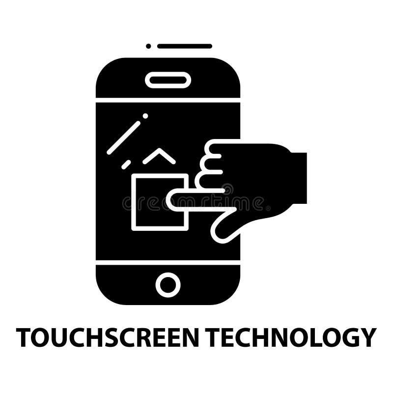 Touchscreen Device Technology Icon, Black Vector Sign with Editable ...
