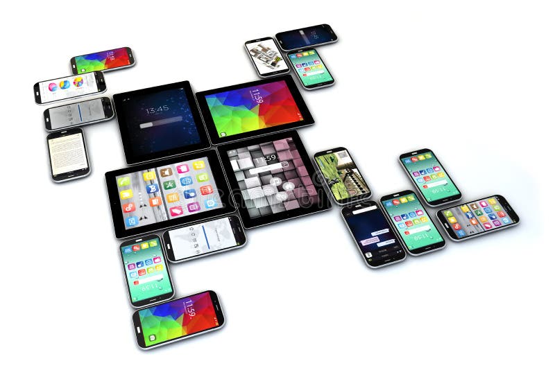 Smartphones and Tablets Collection Stock Illustration - Illustration of ...