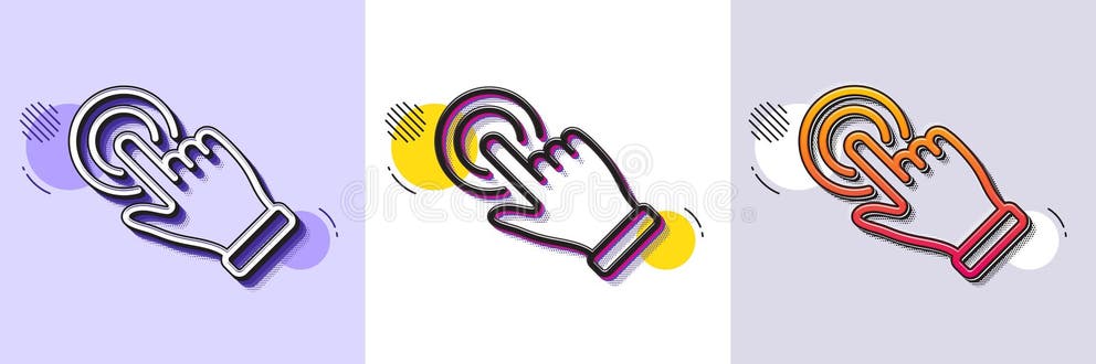 Touchscreen Gesture Line Icon. Click Hand Sign. Push Action. Halftone ...
