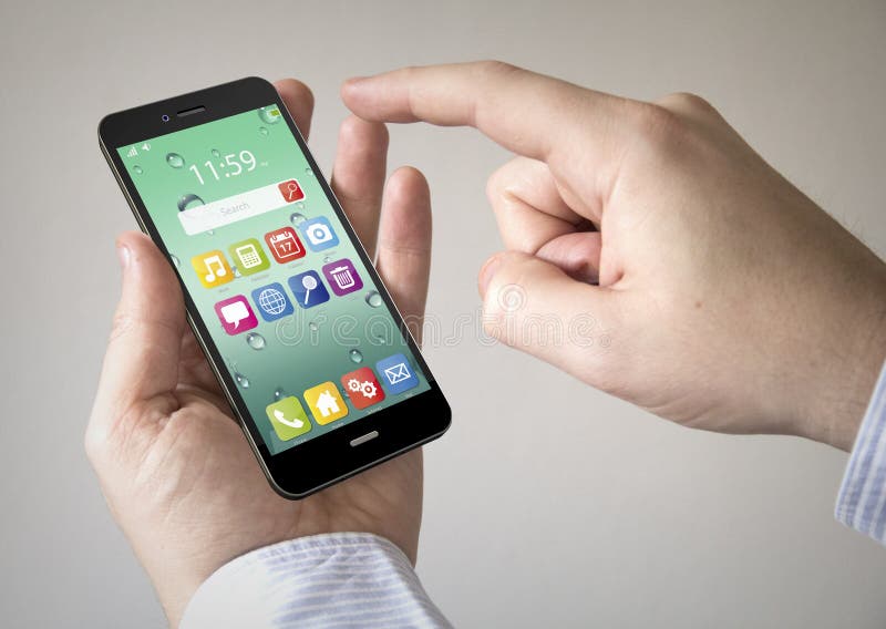 Touchscreen Green Smartphone Stock Illustration - Illustration of ...