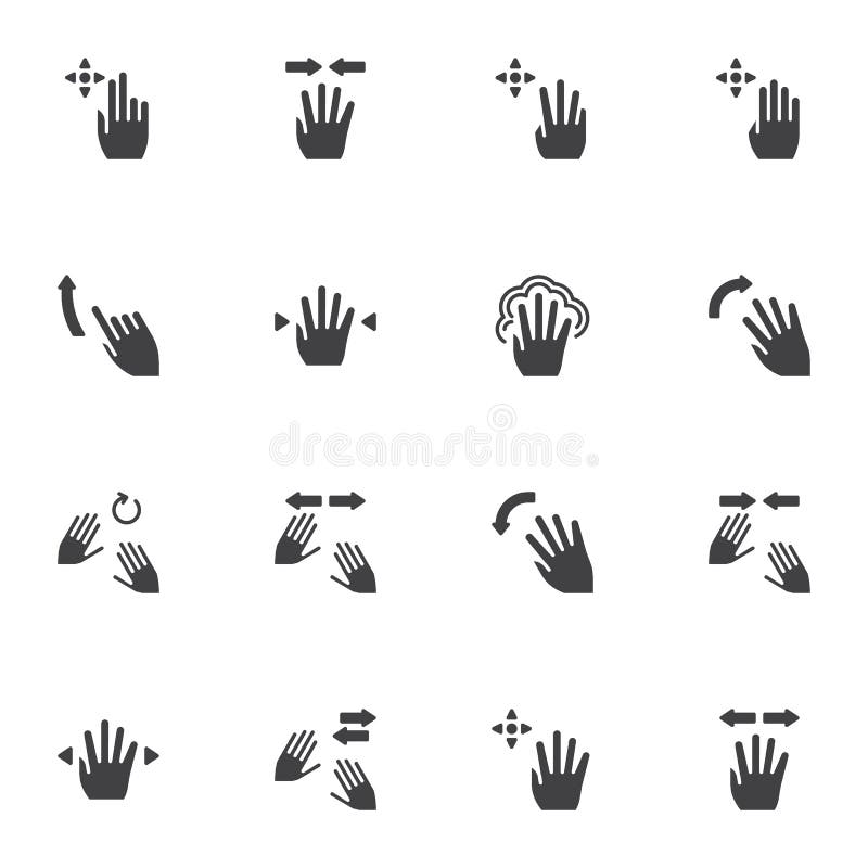 Touchscreen Hand Gestures Vector Icons Set Stock Vector - Illustration ... Touchscreen Hand Gestures Vector Icons Set Stock Vector - Illustration ...