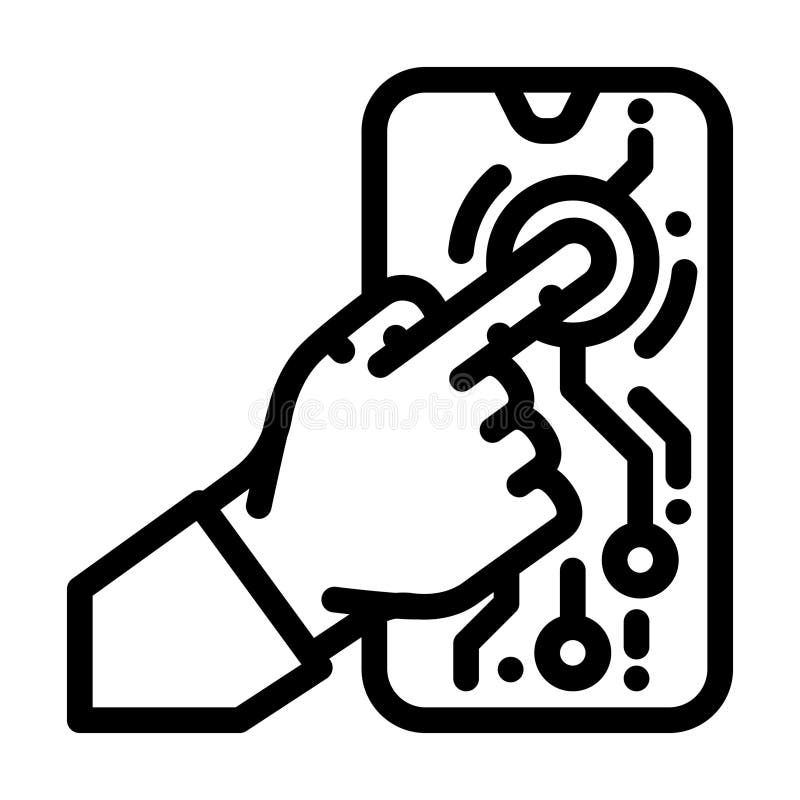 Touchscreen Hand Interaction Augmented Reality Line Icon Vector ...