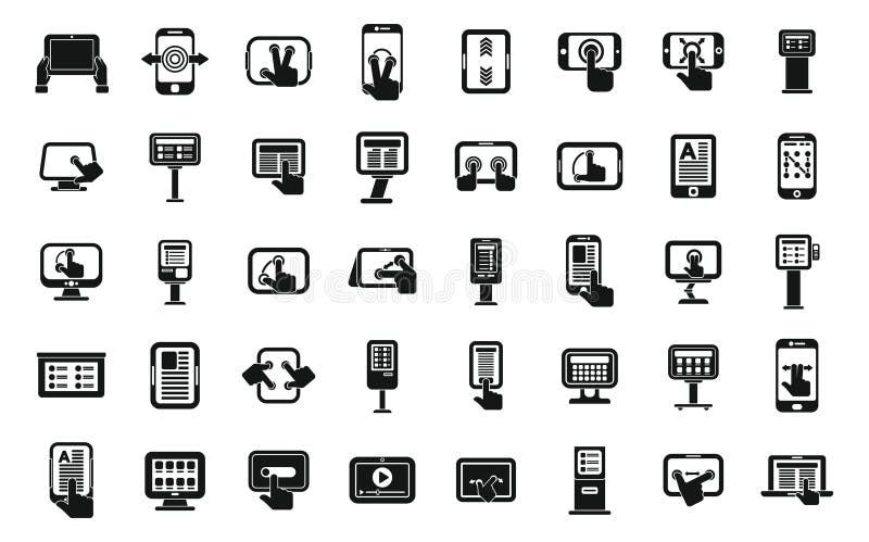 Touchscreen Icons Set Simple Vector. Phone System Stock Vector ...